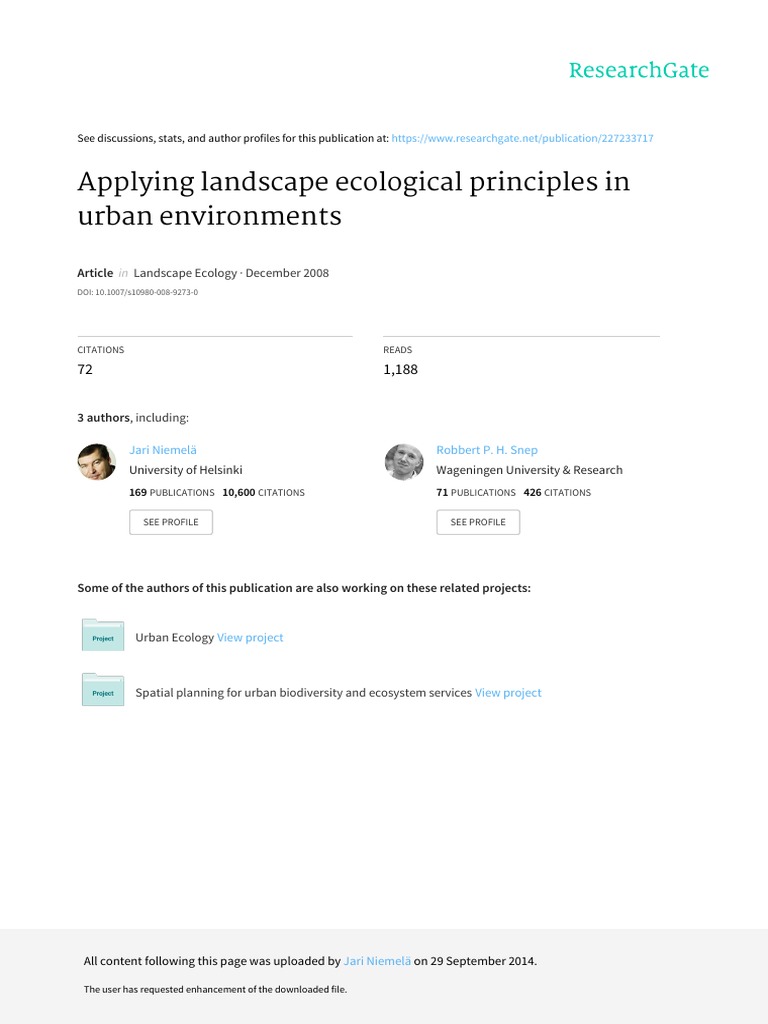 Applying Landscape Ecological Principles in Urban | PDF | Green ...