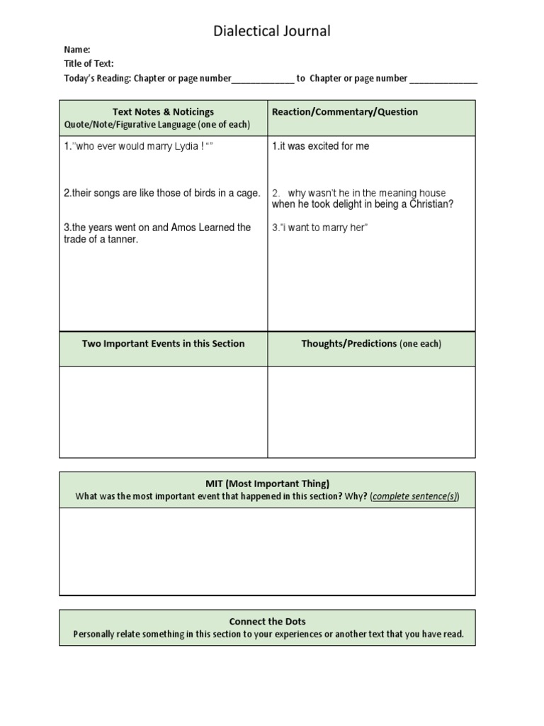 Dialectical Journal Guide & Examples | PDF | Irony | Metaphor