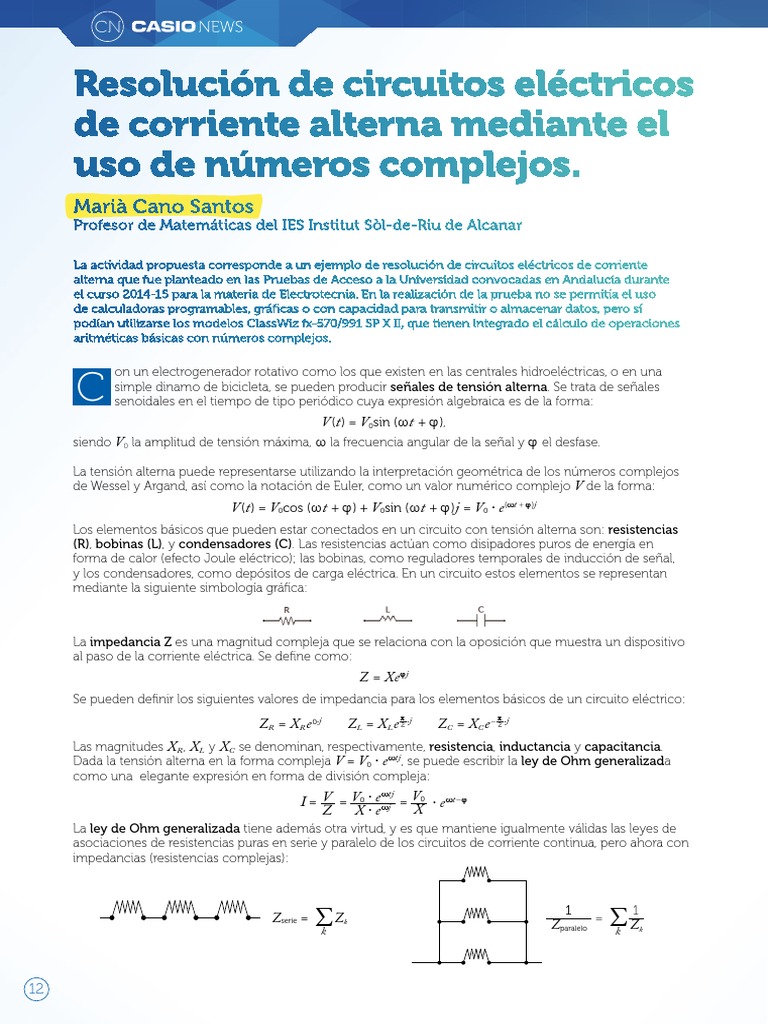 CASIO NEWS VI - Ejercicio - Resolución de Circuitos Eléctricos de ...