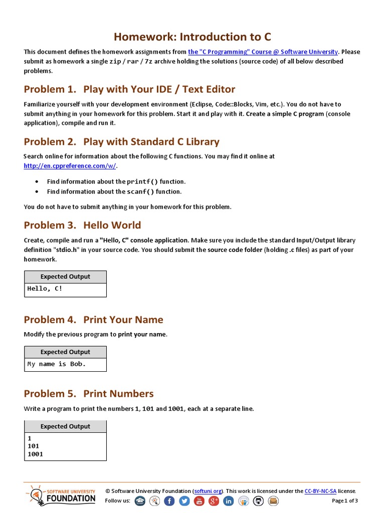 Homework: Introduction To C: Problem 1. Play With Your IDE / Text ...