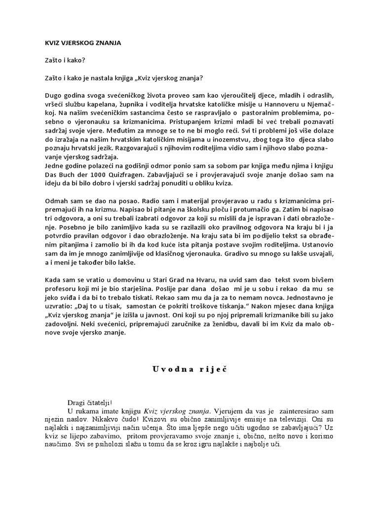 Kviz Vjerskog Znanja | PDF