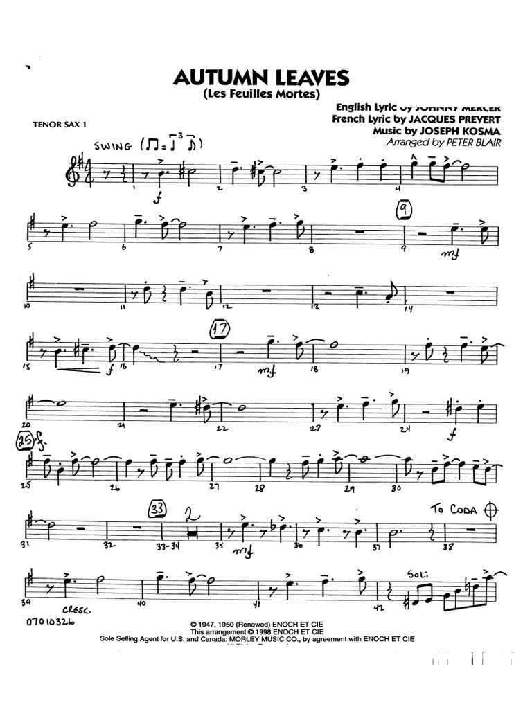 Autumn-Leaves Tenor 1, 2 e Baritone | PDF