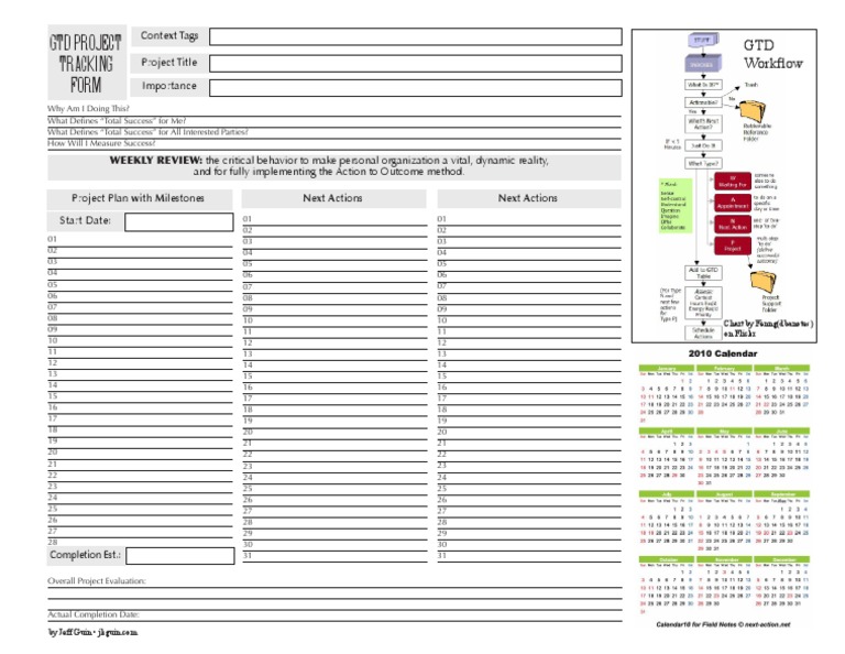 My GTD Project Tracking Form For Folders | PDF | Psychological Concepts ...
