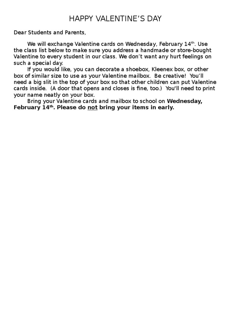 Valentines Day Letter 2017 | PDF