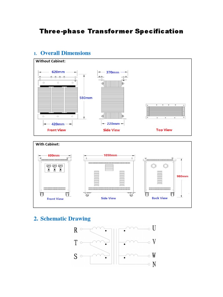 Three-Phase Transformer Specification | PDF | Transformer | Power (Physics)