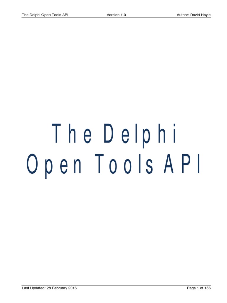 The Delphi IDE Open Tools API Version 1.0 | PDF | Application Programming Interface | Subroutine