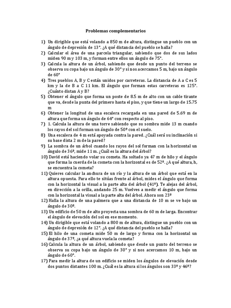 Problemas Complementarios | PDF | Triángulo | Science