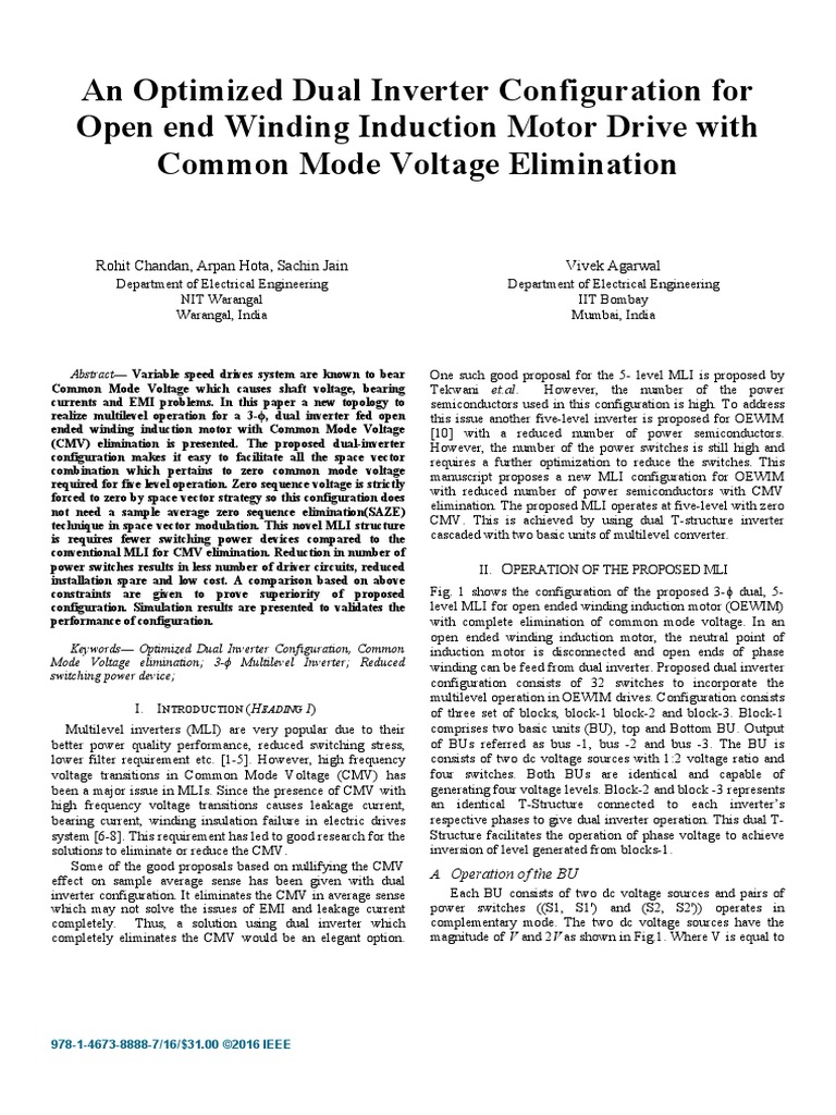 2016 - An Optimized Dual Inverter Configuration For Open End Winding ...