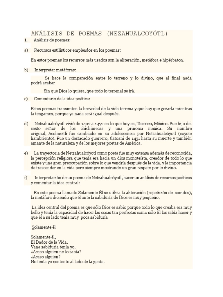 Análisis de Poemas | PDF | Poesía | Religión y creencia
