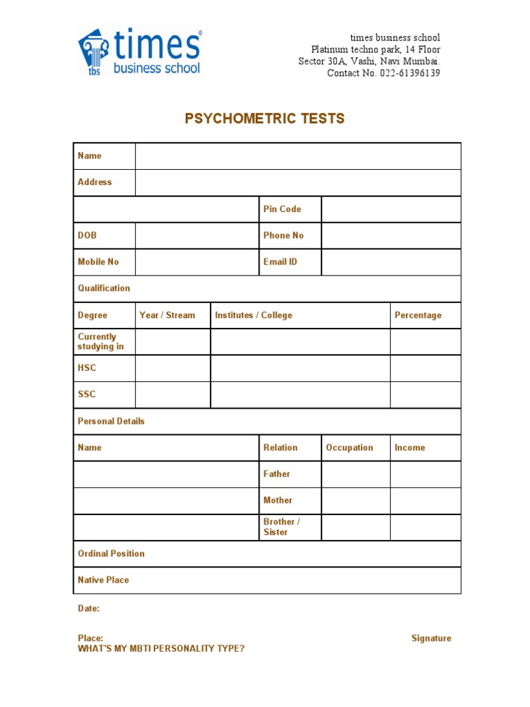 MBTI Test | PDF | Neuroscience | Cognitive Science