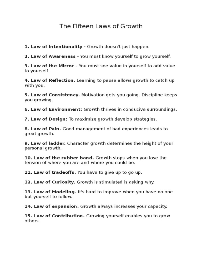The Fifteen Laws of Growth | PDF
