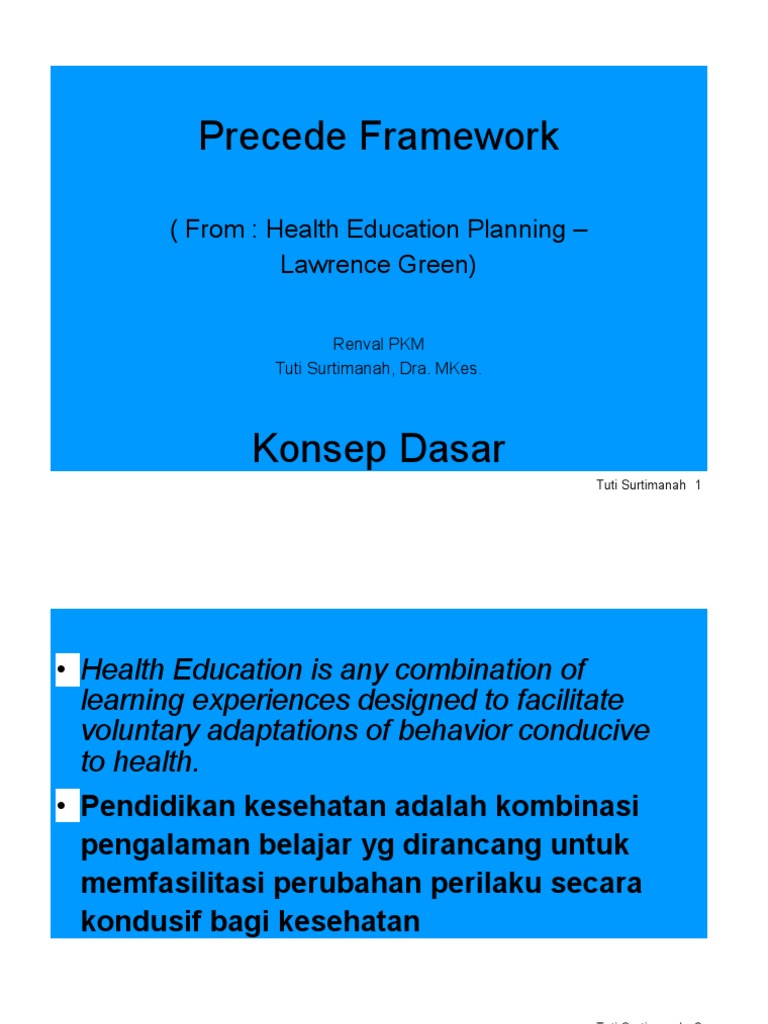 Precede Framework: (From: Health Education Planning - Lawrence Green) | PDF