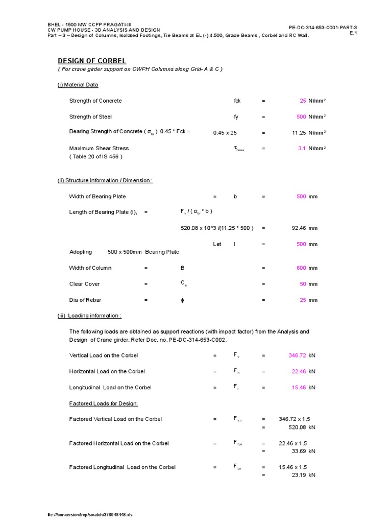 Corbel Design | PDF | Beam (Structure) | Structural Steel
