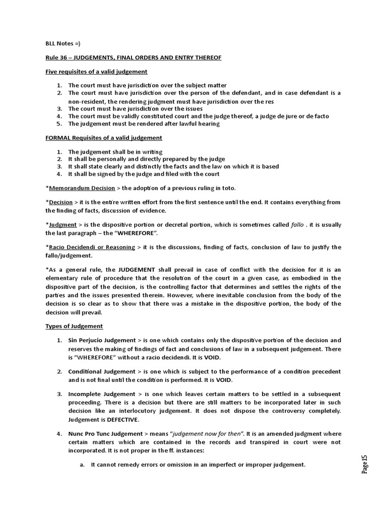 Valid Judgments and Legal Procedures | PDF | Judgment (Law) | Brief (Law)