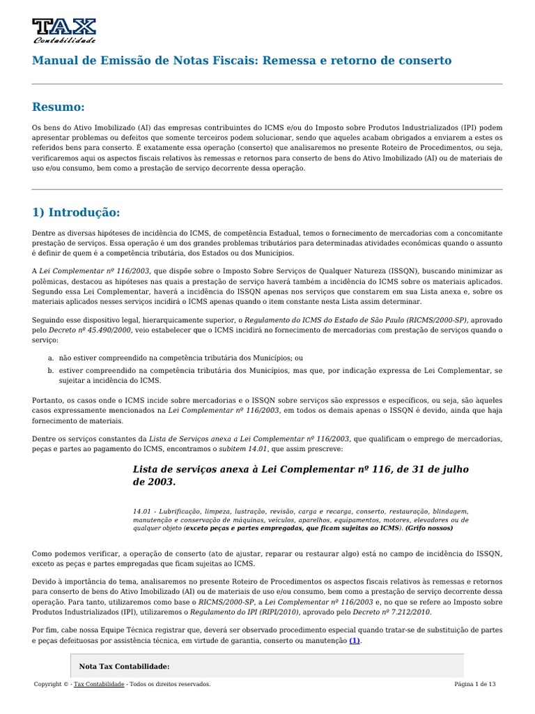 11 Manual de Emissão de Notas Fiscais_ Remessa e Retorno de Conserto ...