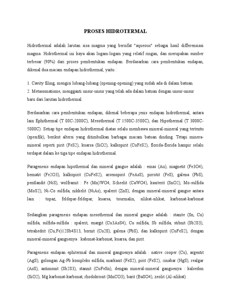 Proses Hidrotermal | PDF