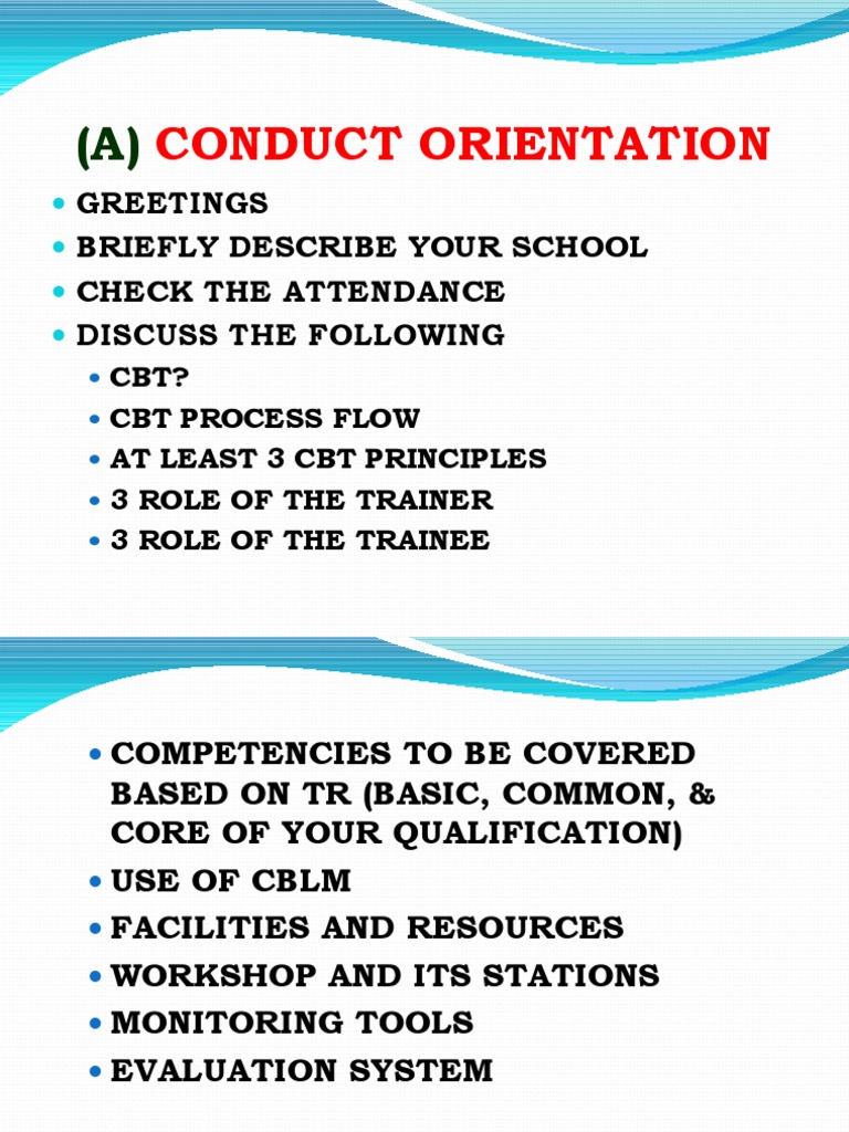 Guidelines for Conducting a Competency-Based Training Orientation and Assessment | PDF ...