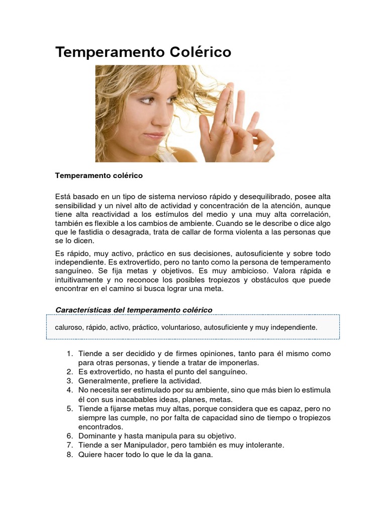 Temperamento Colérico | PDF | Temperamento | Sicología