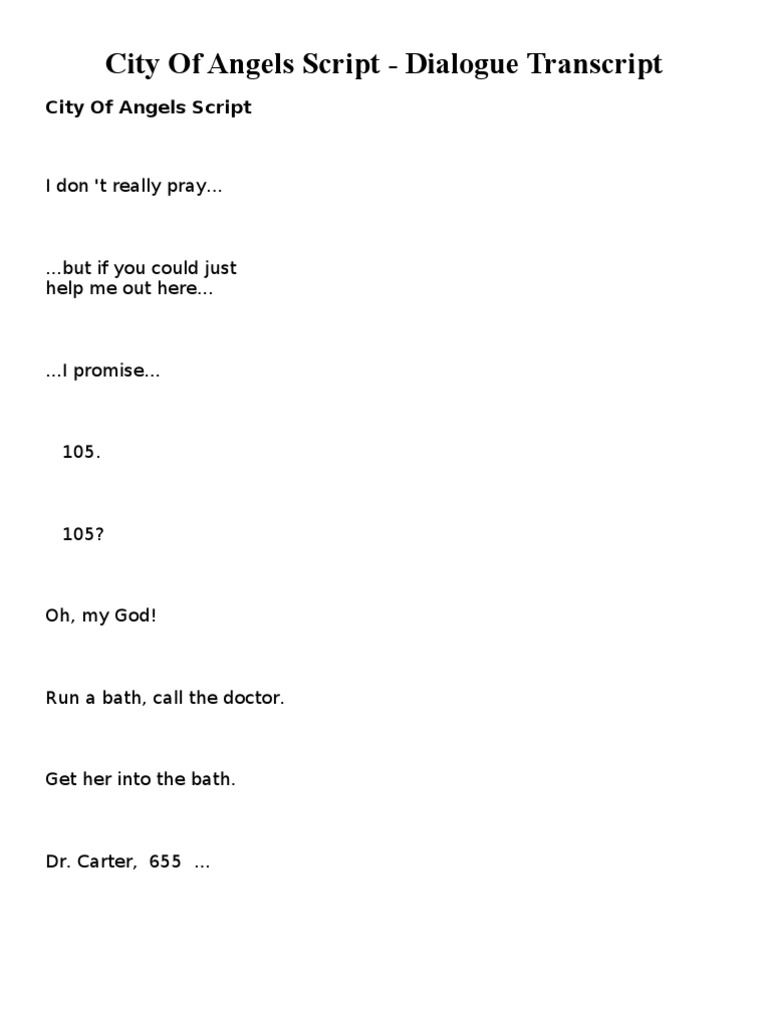 City of Angels Script | PDF | Nature