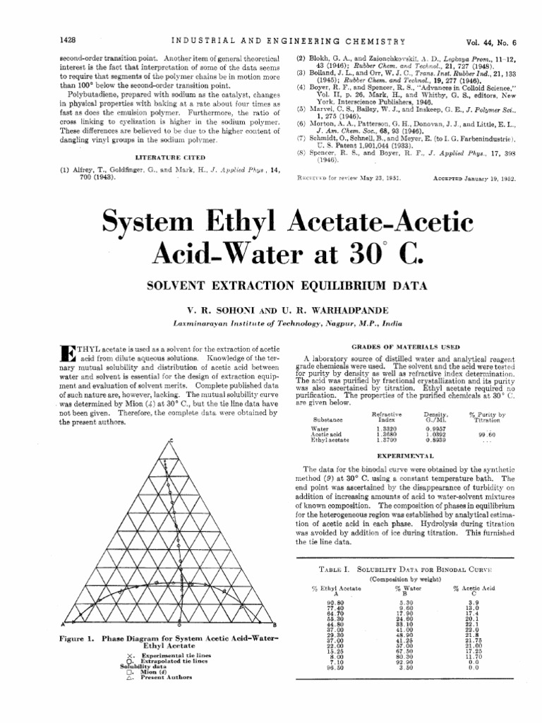 Ethyl Acetate Solubility with Water | PDF | Acetic Acid | Solubility