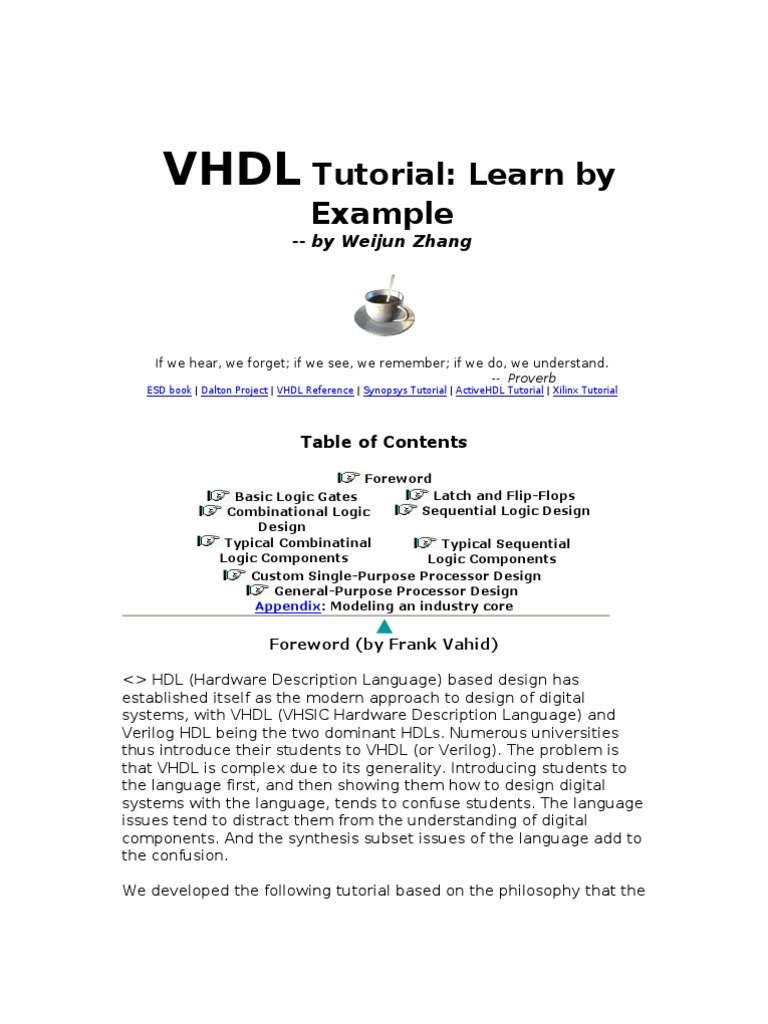 VHDL Tutorial | PDF | Logic Synthesis | Hardware Description Language