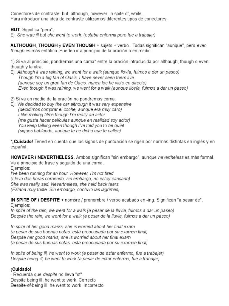 Conectores de Contraste | PDF