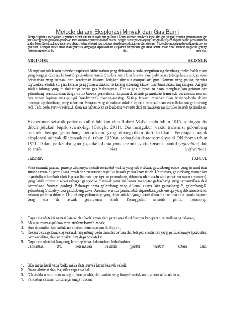 Metode Dalam Eksplorasi Minyak Dan Gas Bumi | PDF