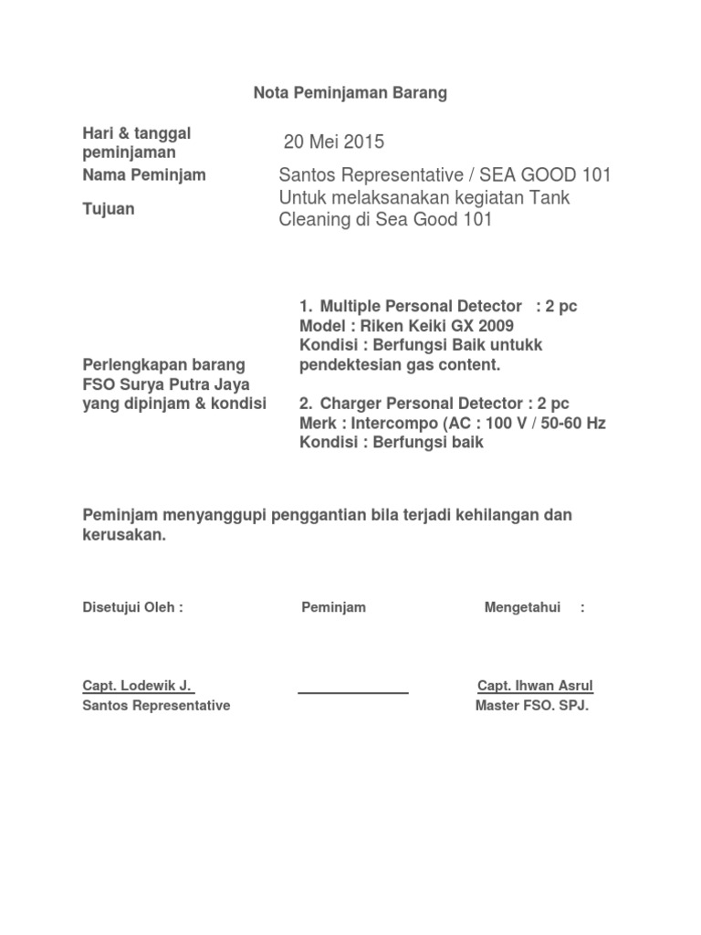 Nota Peminjaman Barang | PDF