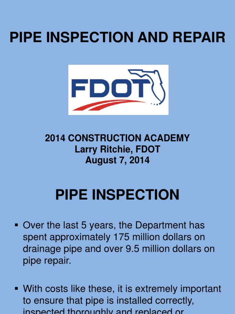 Pipe Inspection and Repair: 2014 Construction Academy Larry Ritchie ...
