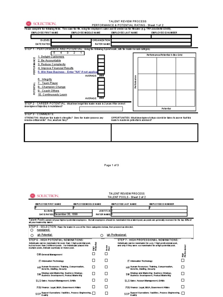 Talent Review Process Template | PDF | Human Resources | Strategic ...