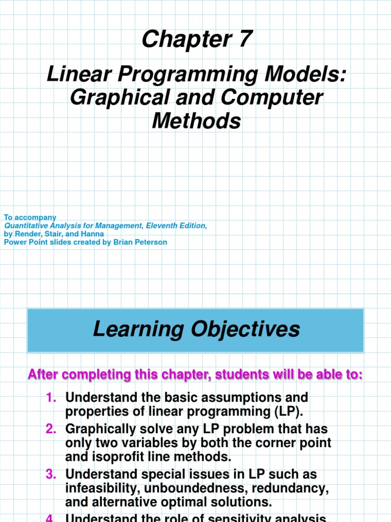 Quantitative Analysis For Management Ch07 Mathematical Optimization Linear Programming 5111