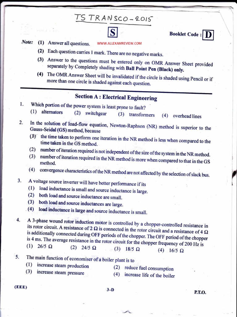 Ts Transco - 2015 QP | PDF | Amplifier | Series And Parallel Circuits