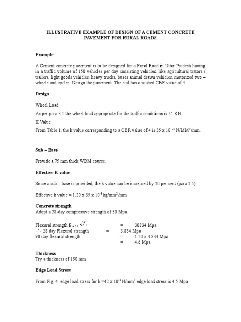 Concrete Pavement Design for Rural Roads | PDF | Strength Of Materials ...