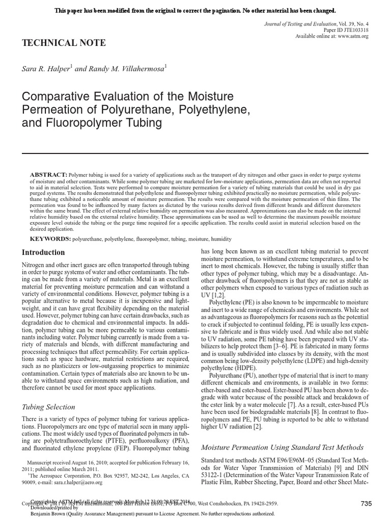 Permeation of Plastic Tubing JTE103318-DL - Wwez7452 | PDF ...