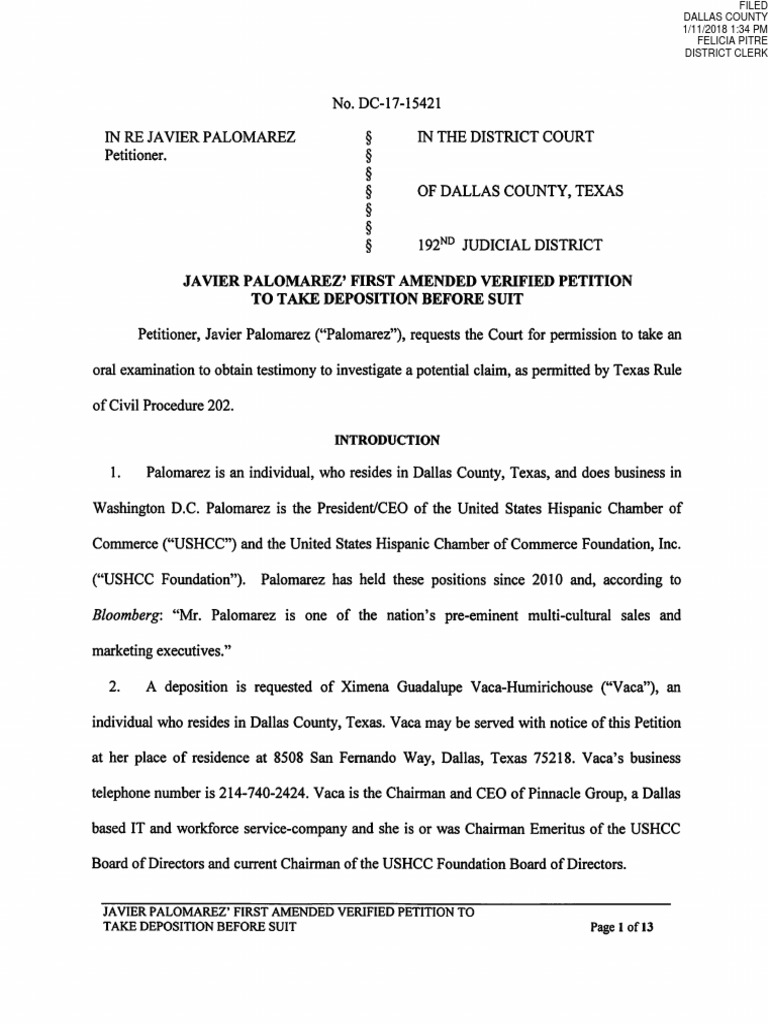 Palomarez 1st Amended Verified Petition | PDF | Lawsuit | Government