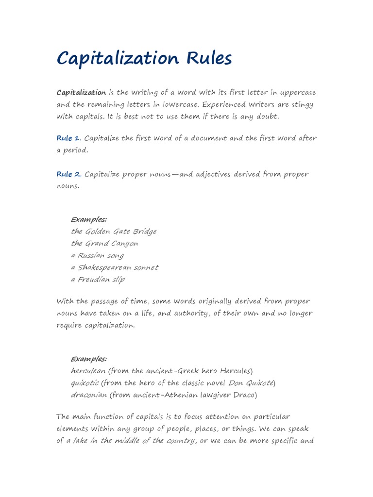 Capitalization Rules | PDF | Linguistic Morphology | Symbols