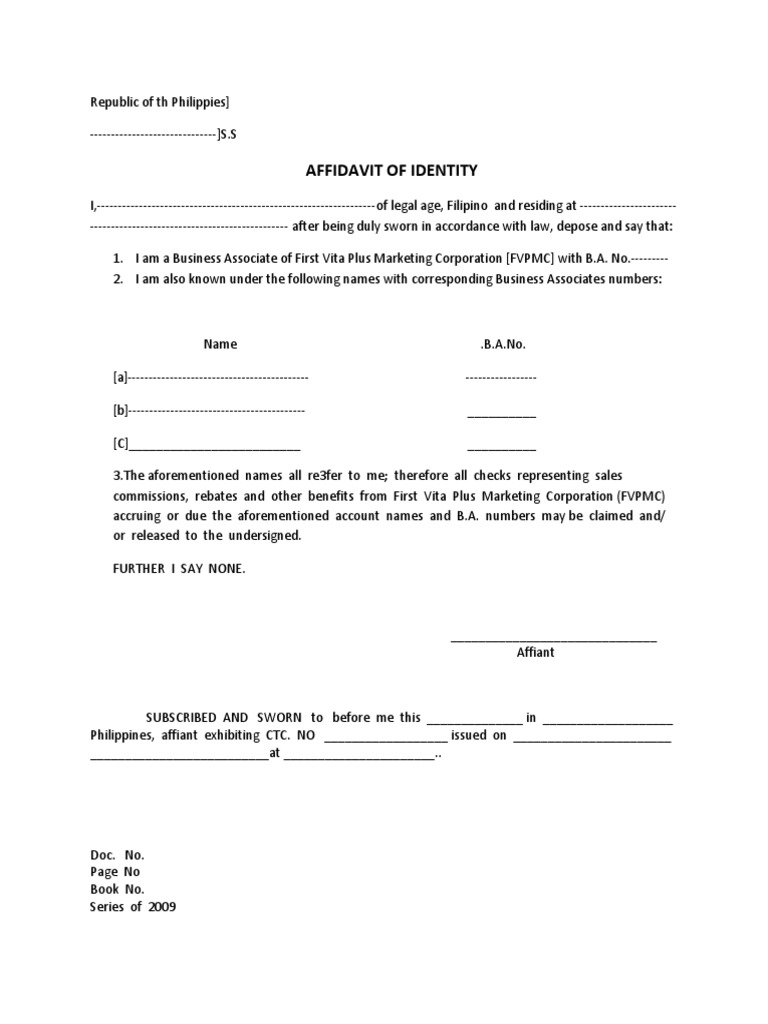 Affidavit of Identity | PDF