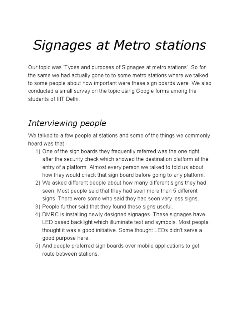 Signages at Metro Stations | PDF