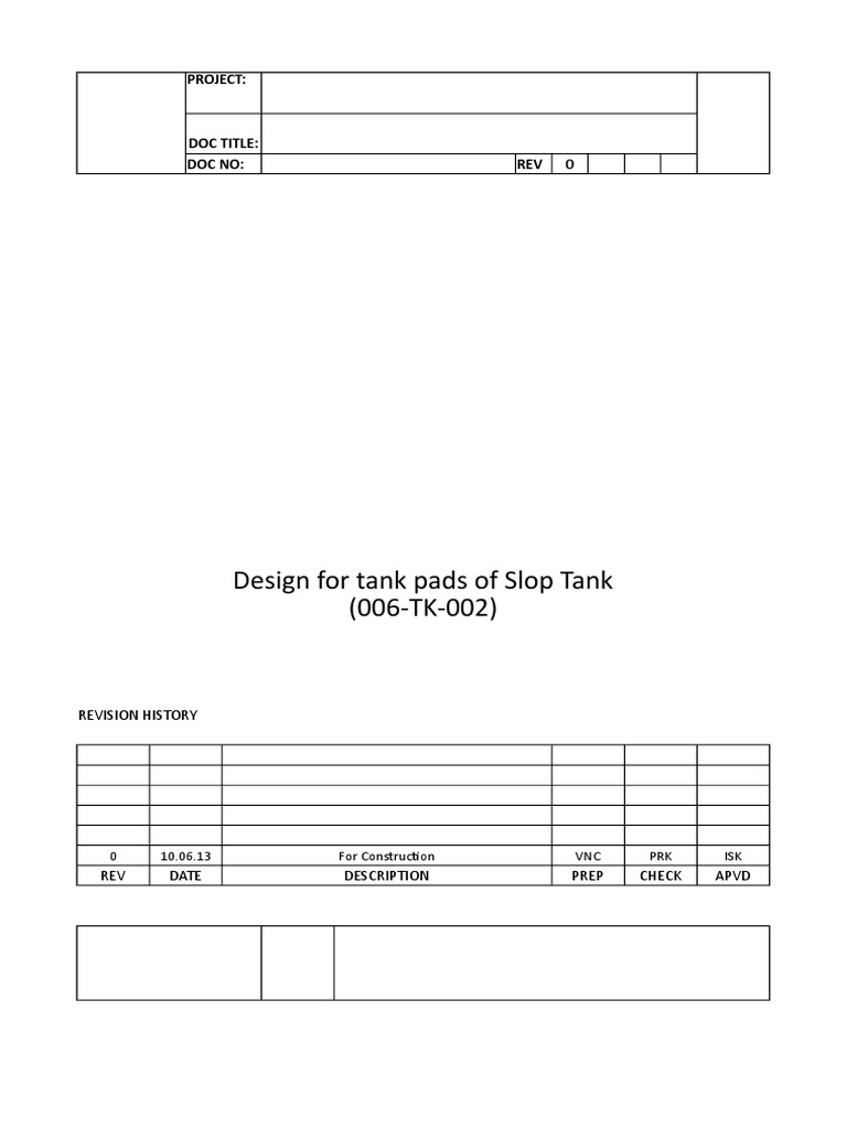 Slop Tank Foundation Design Details | PDF | Pressure | Structural ...