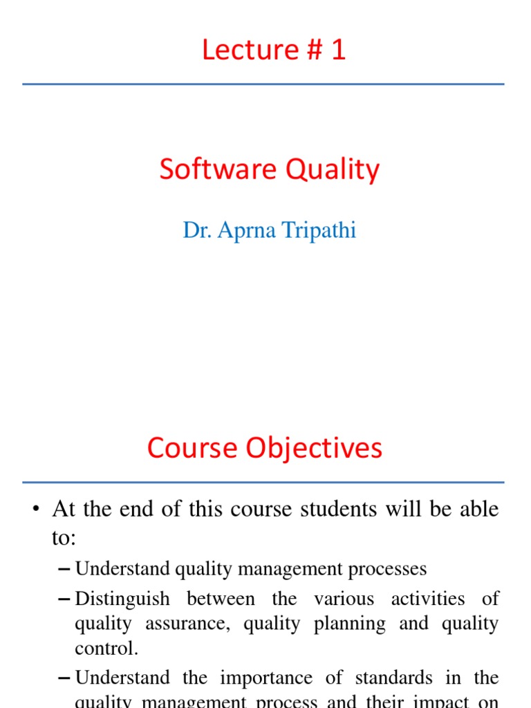 Introduction To Software Quality | PDF | Software Quality | Reliability Engineering