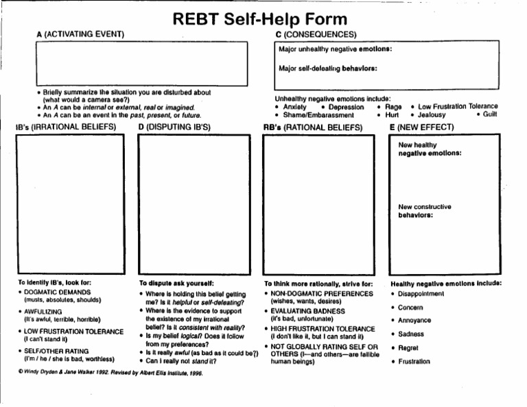 REBT Self-Help Form 1 PDF | PDF
