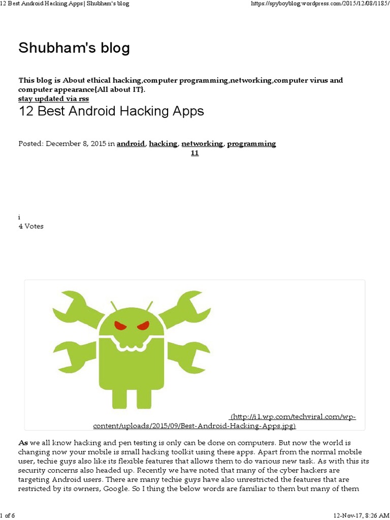12 Best Android Hacking Apps | PDF | Android (Operating System) | Security Hacker