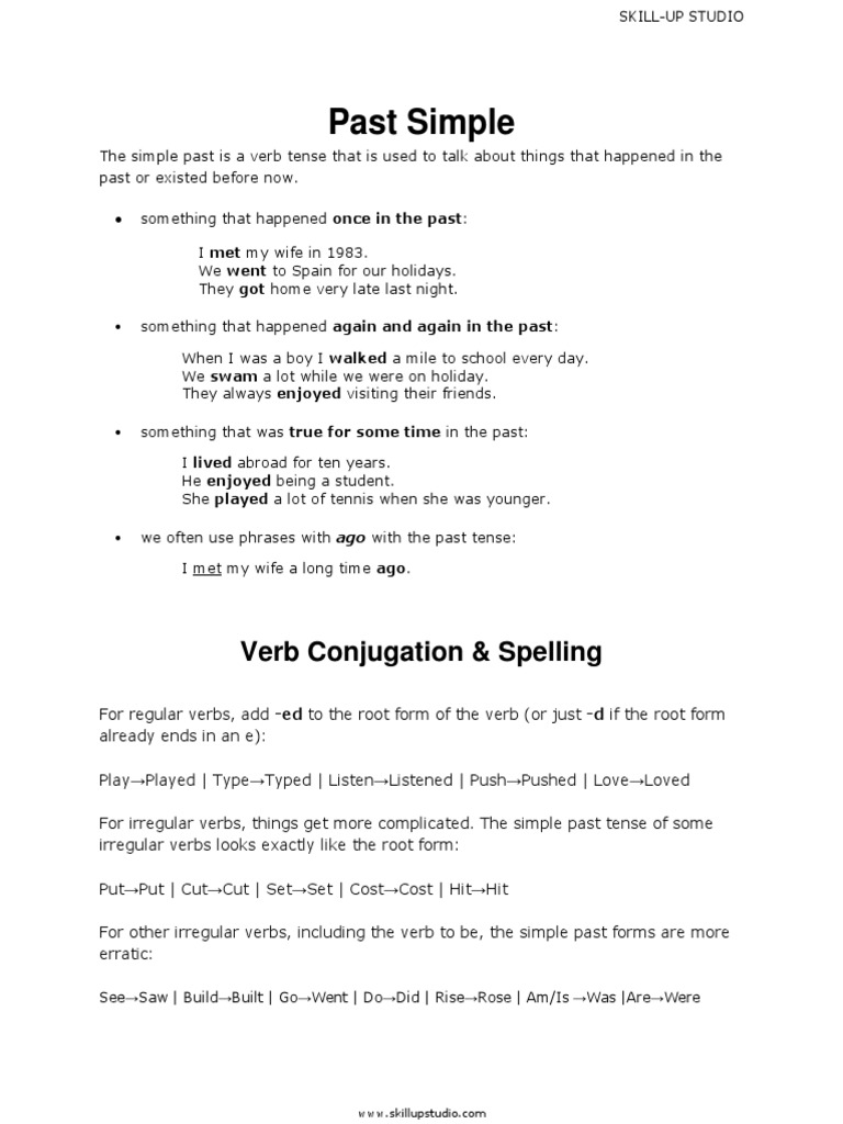 Past Simple Rules | PDF | Grammatical Tense | Verb
