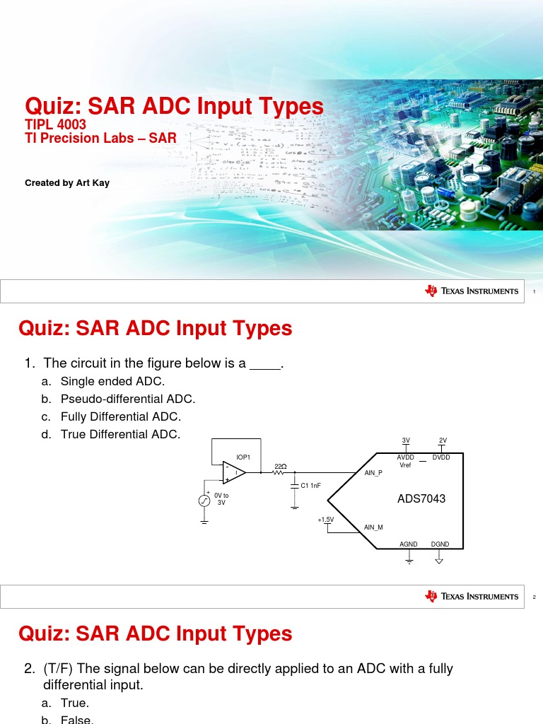 Quiz - SAR ADC Input Types | Download Free PDF | Analog To Digital ...