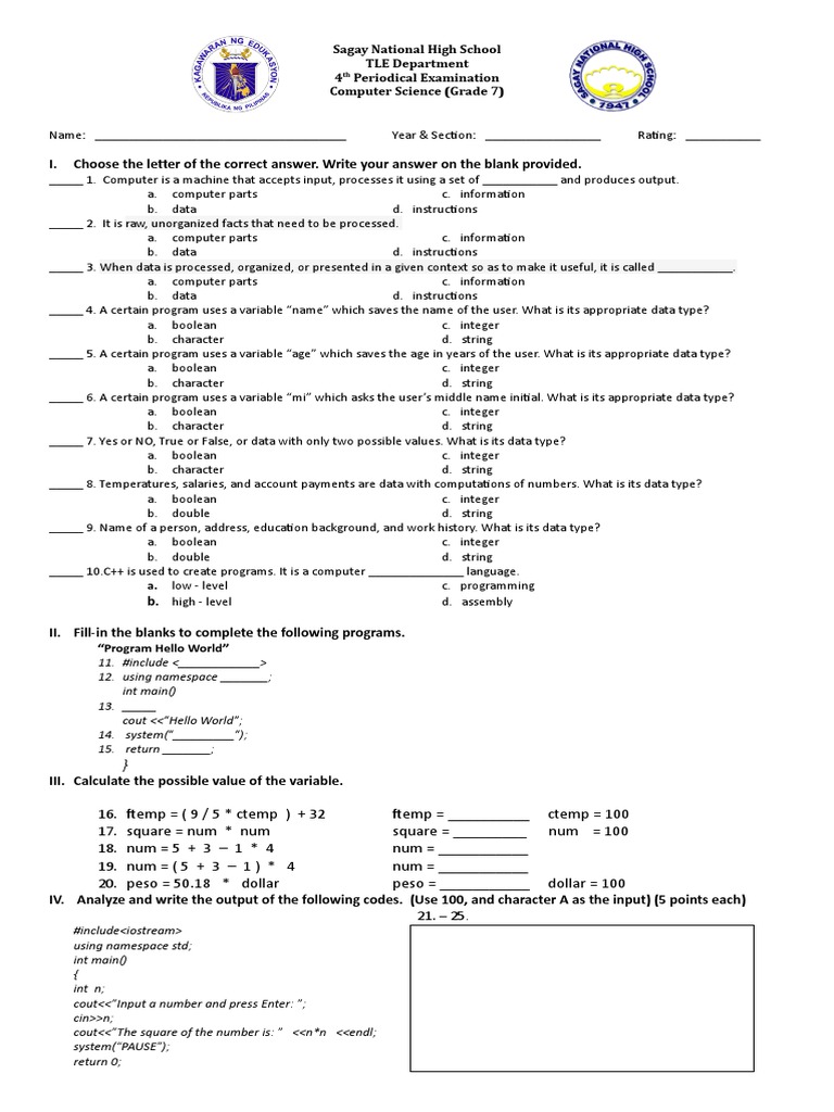 Comsci 7 | PDF | Boolean Data Type | Data Type