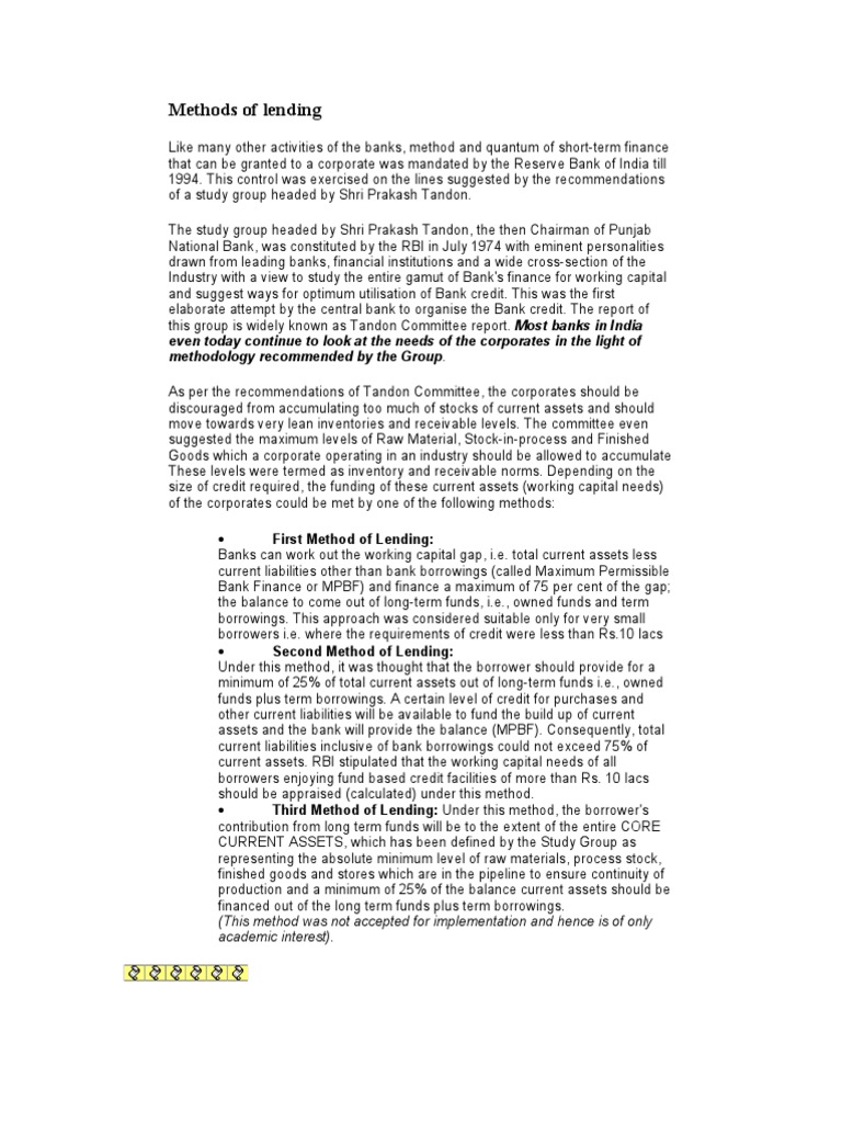 Methods of Lending | PDF | Banks | Credit