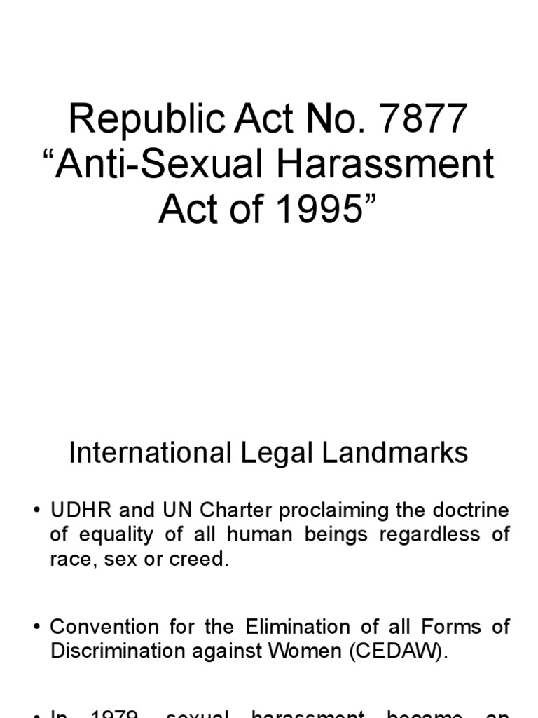 Republic Act No. 7877 "Anti-Sexual Harassment Act of 1995" | PDF ...