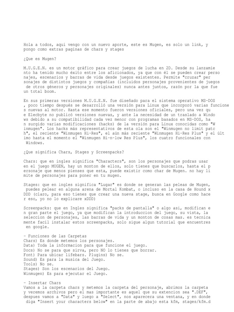 Guía Completa para Mugen: Chars y Stages | PDF | Software | Áreas de ...