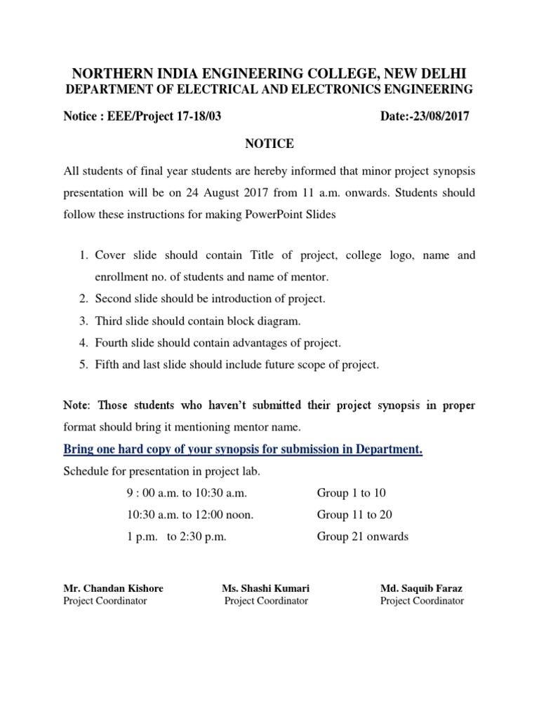 Final Year Project Presentation Notice | PDF