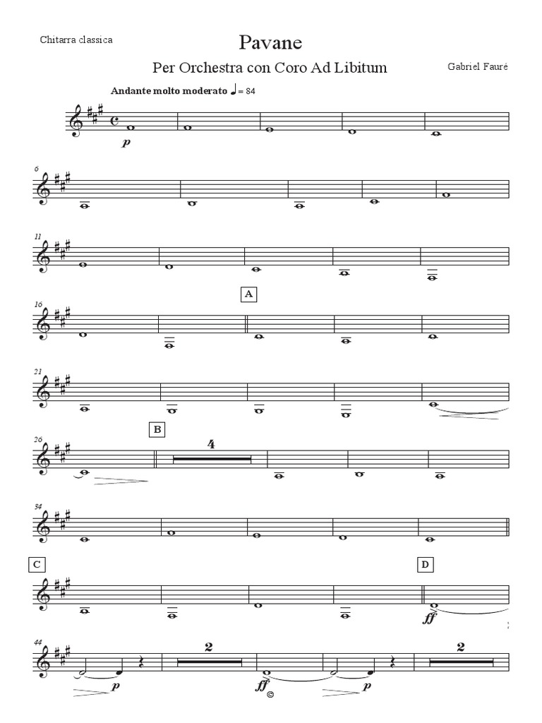 G. Fauré Pavane - Classical Guitar | PDF